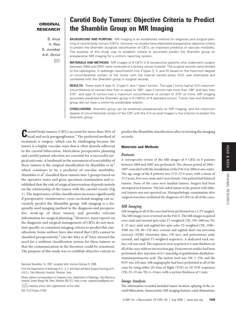 Objective Criteria on MR Imaging to Accurately Predict the Preoperative ...