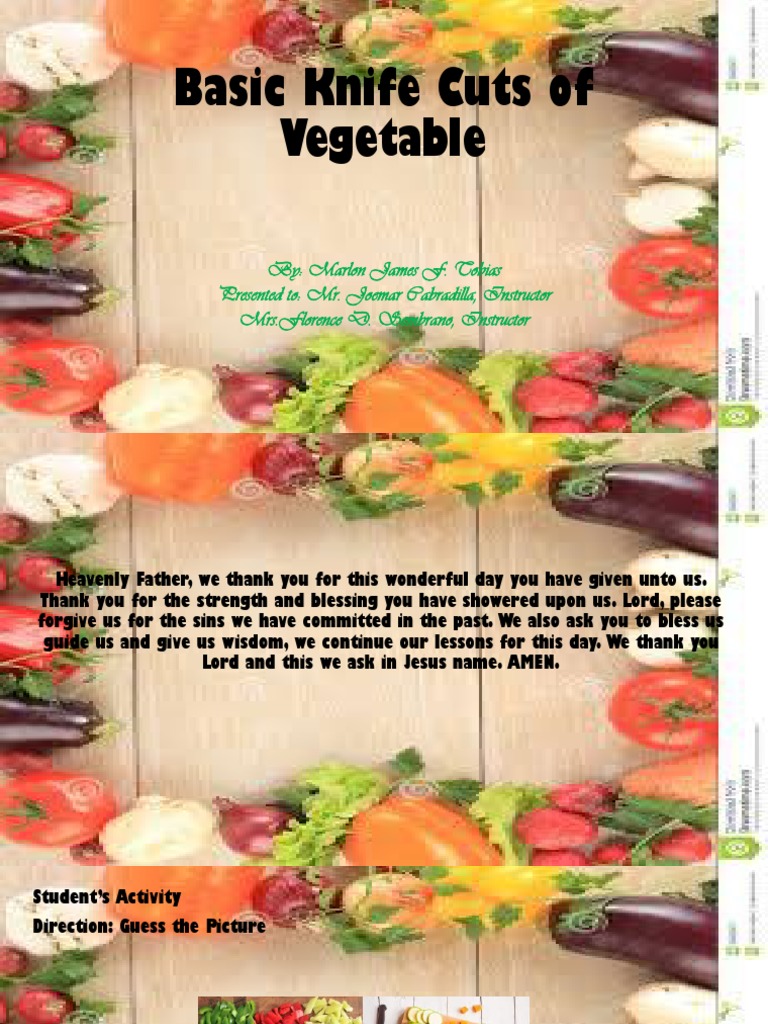 Basic Knife Cuts of Vegetable | PDF | Coleslaw | Vegetables