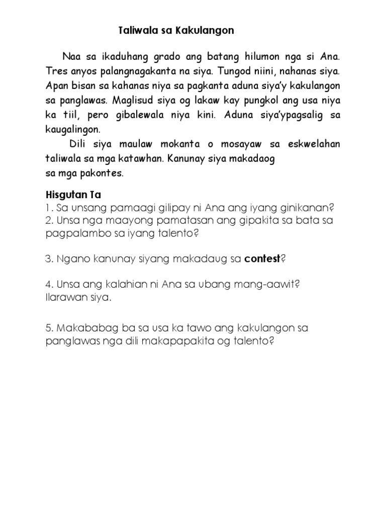 Bisaya Nga Balasahon | PDF