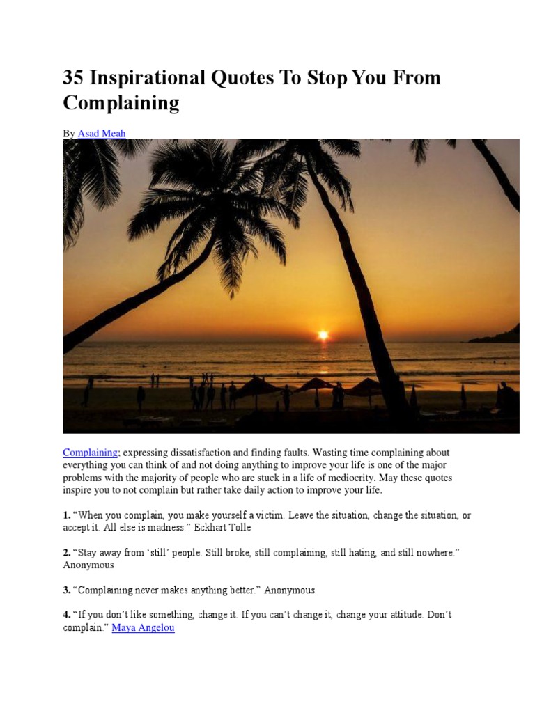 35 Inspirational Quotes To Stop You From Complaining | PDF