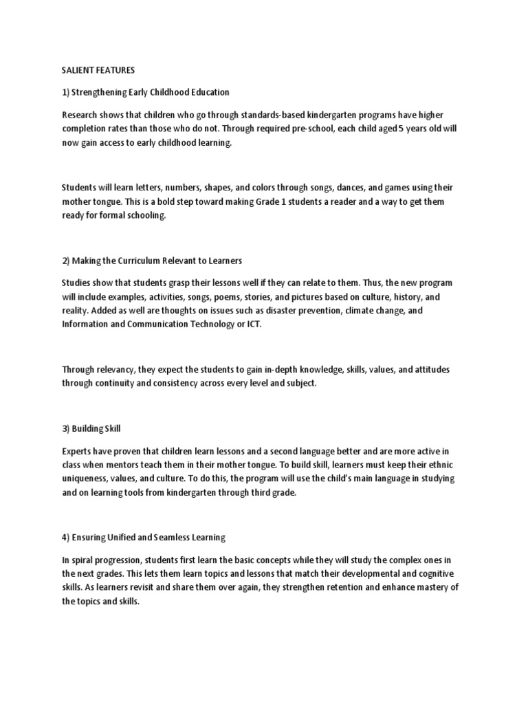 Salient Features of k12 | PDF | Hypothesis | Linearity
