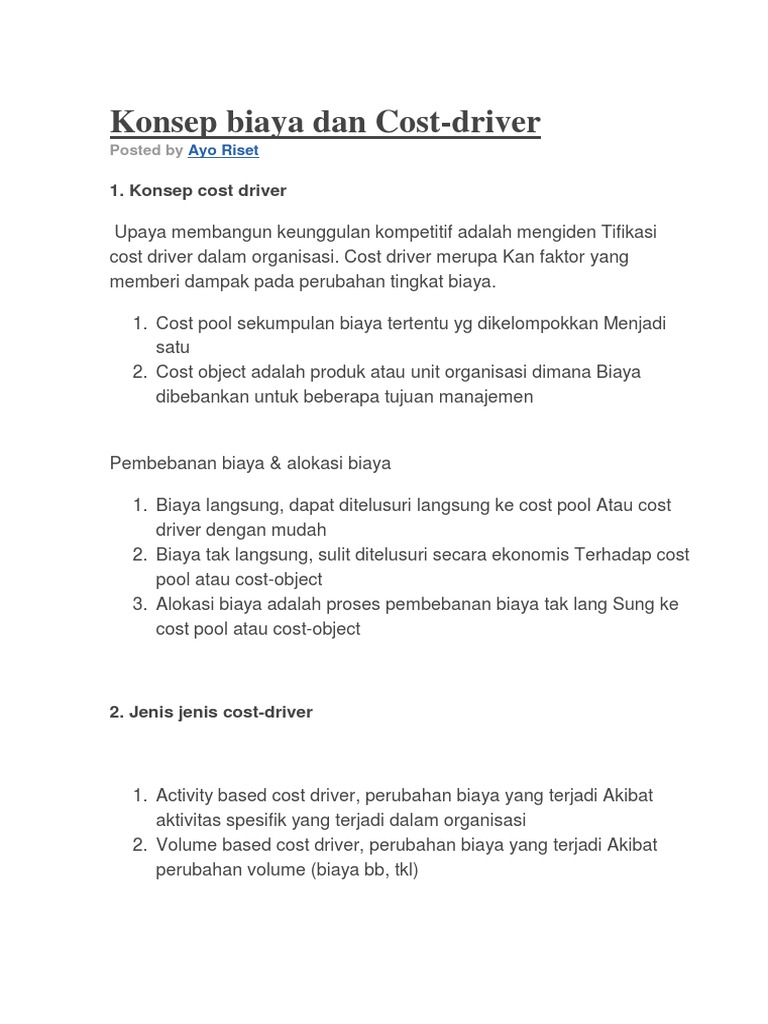 Pengertian dan Jenis Cost Driver | PDF | Bisnis | Seni