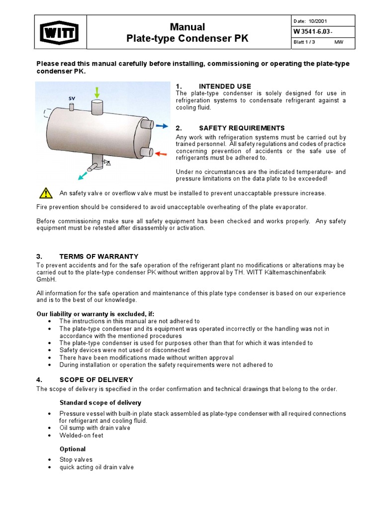 Manual Plate-Type Condenser PK | PDF | Coolant | Heat Exchanger