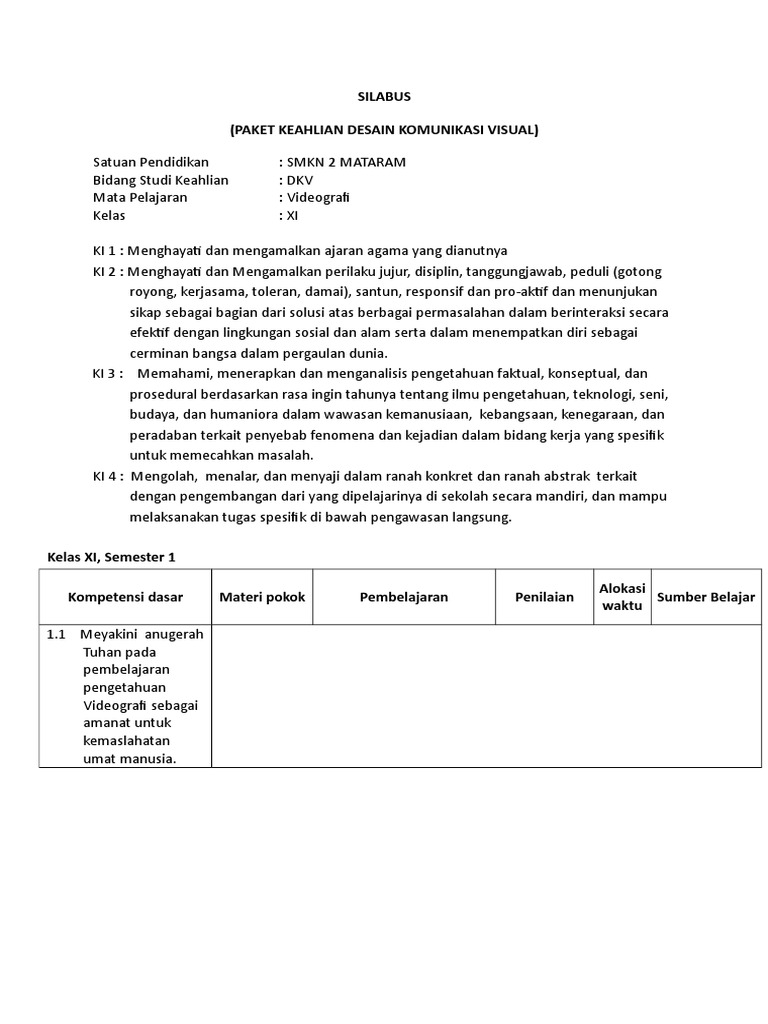 Silabus Videografi | PDF | Teknologi & Rekayasa