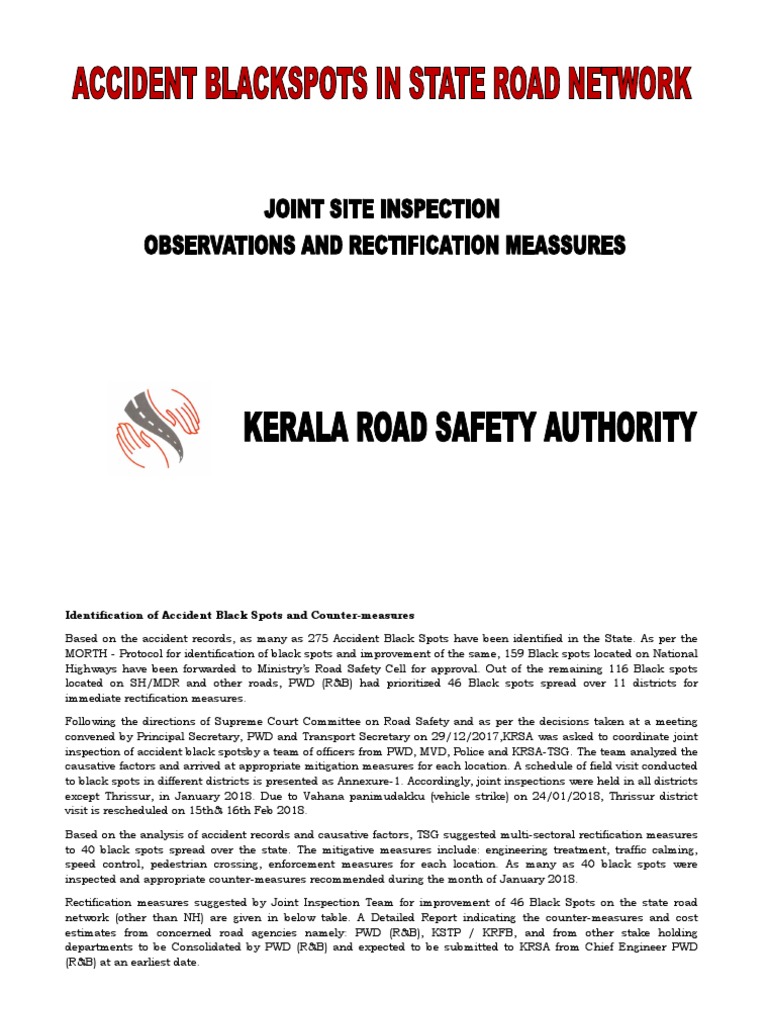 Identification of Accident Black Spots and Countermeasures | PDF | Traffic | Road