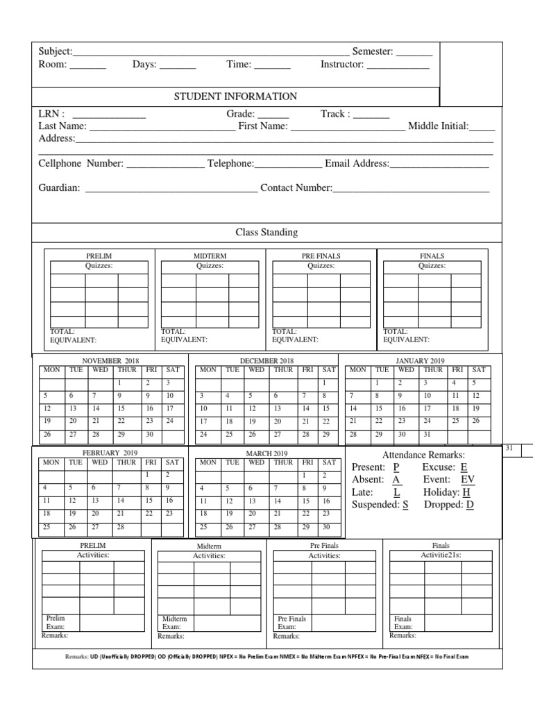 Attendance Sheet Second Sem Senior Hig 2018 2019 | PDF | Learning