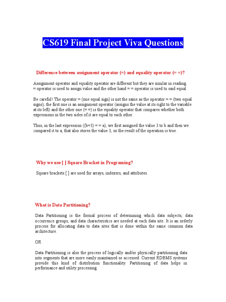 CS619 Final Project Viva Questions | PDF | Databases | Object Oriented Programming