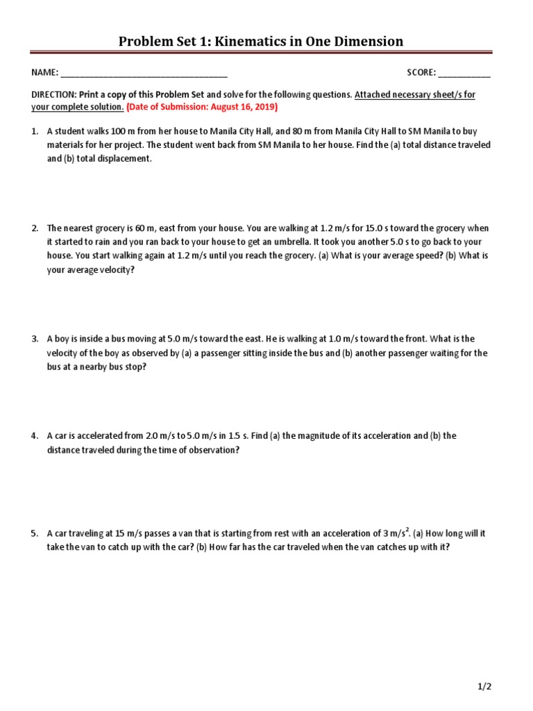 Problem Set 1 | PDF | Acceleration | Speed