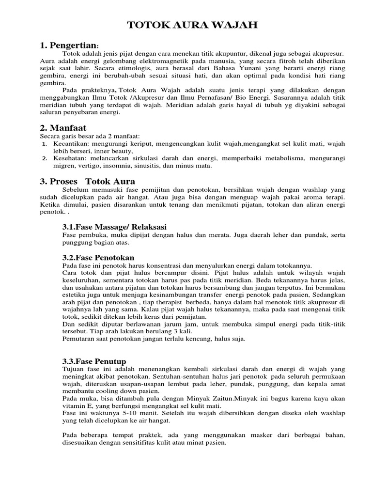 Terapi Totok Wajah | PDF | Pengembangan Diri | Kesehatan Holistik
