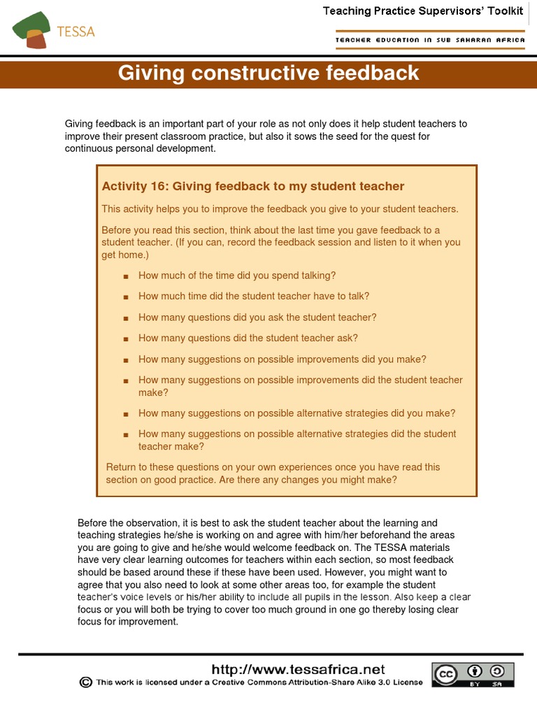 Giving Constructive Feedback | PDF | Teachers | Classroom Management