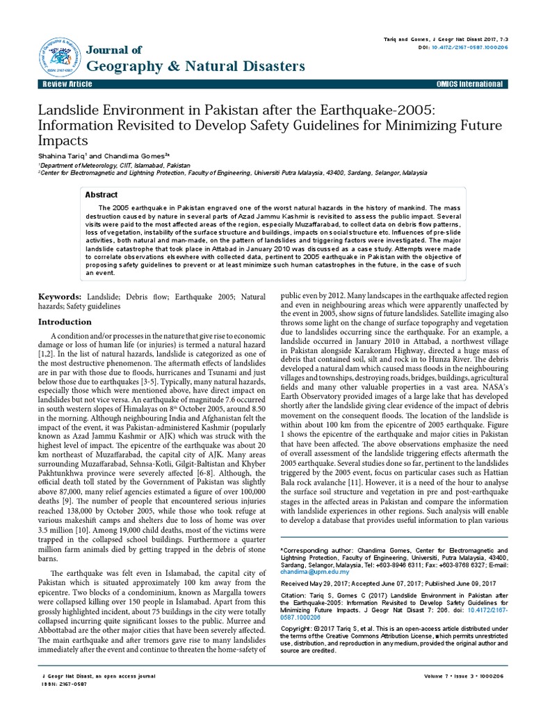 Landslide in Pakistan Report | PDF | Landslide | Earthquakes