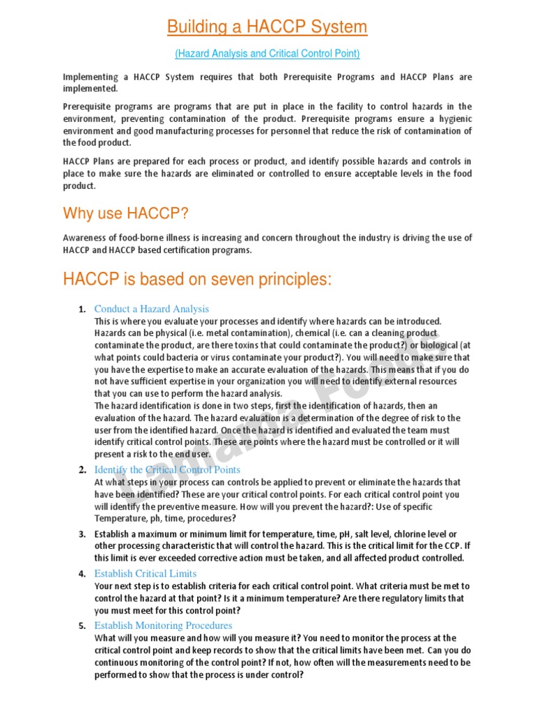 Haccp For Catering | PDF | Hazard Analysis And Critical Control Points ...
