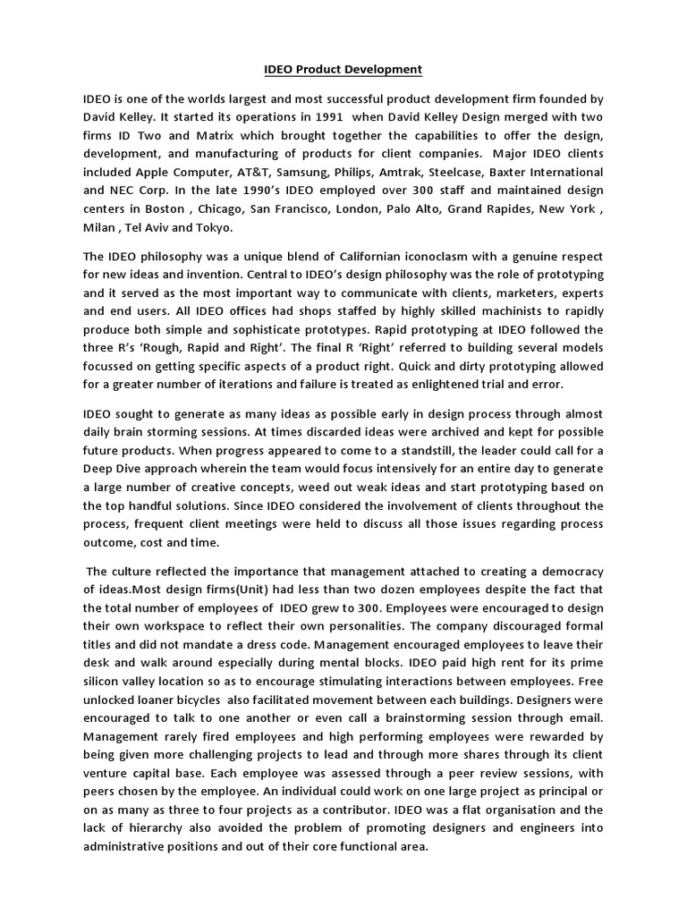 IDEO Product Development Case Study | PDF | New Product Development ...