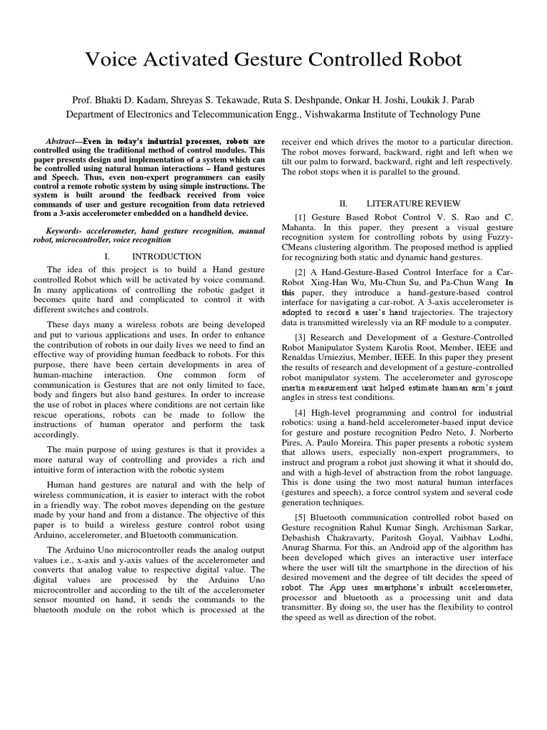 ETC203+Hand Gesture Controlled Robot | PDF | Robot | Robotics