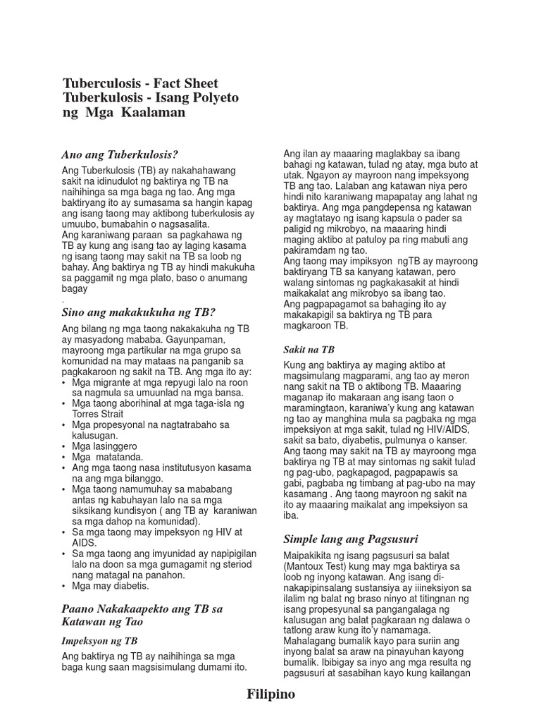 Tagalog TB Facts | PDF