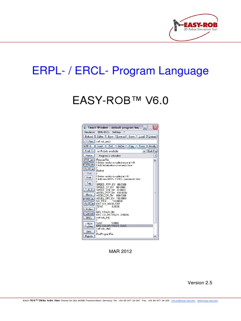 ERPL-/ ERCL - Program Language: Easy - ROB™ V6.0 | PDF | Trigonometric Functions | Exponential ...
