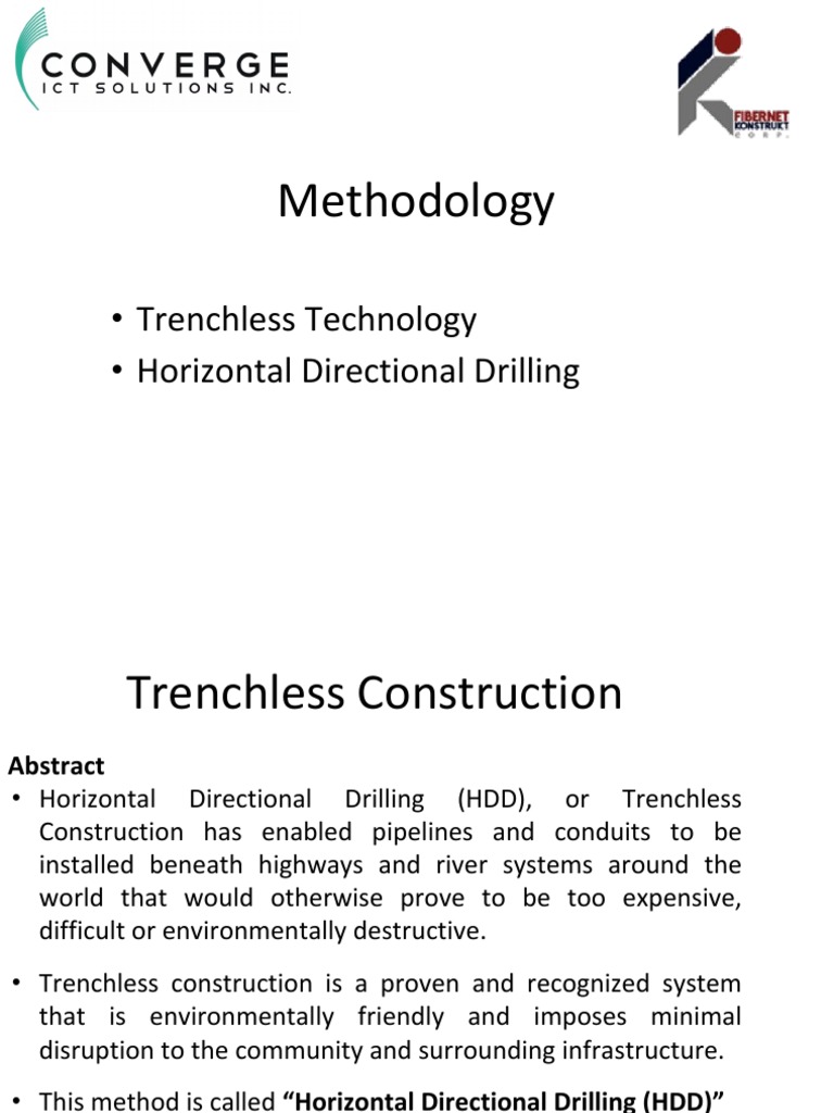 Methodology: - Trenchless Technology - Horizontal Directional Drilling ...