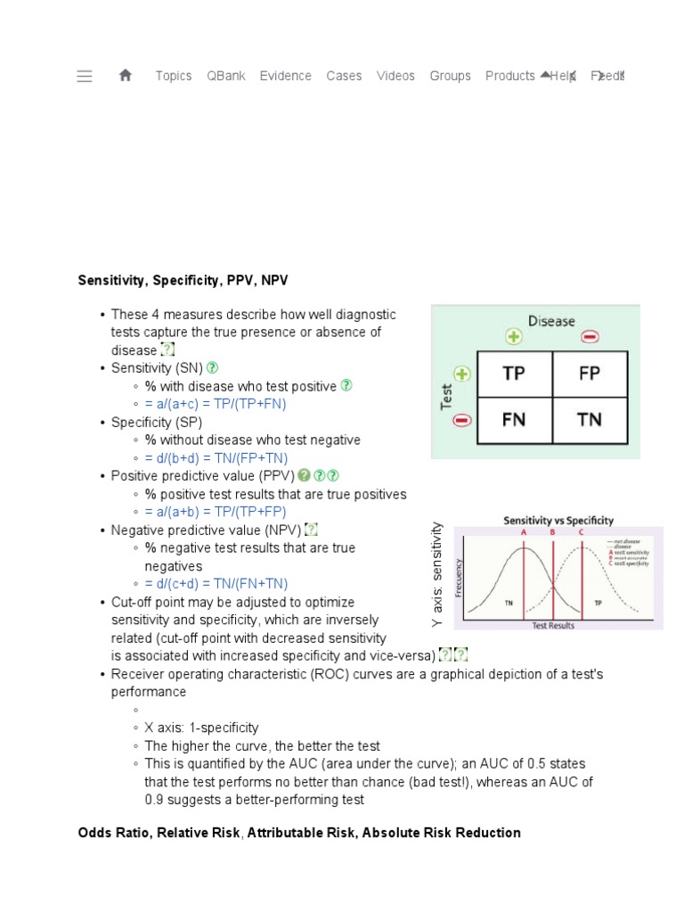 2x2 Tables (SN, SP, PPV, NPV, Or, RR) - Stats - Medbullets Step | PDF ...