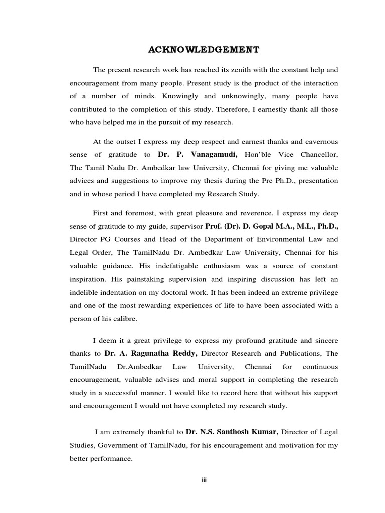 04 Acknowledgement | PDF | Tamil Nadu