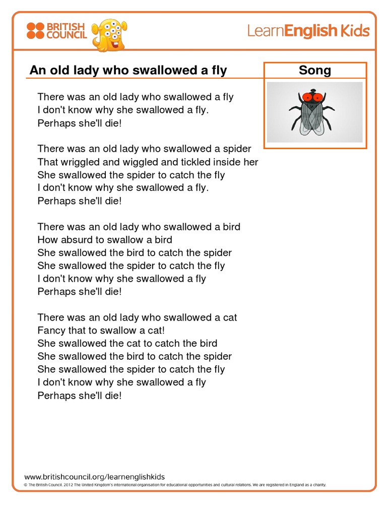 Songs An Old Lady Who Swallowed A Fly Lyrics Final 2012 06 05 PDF | PDF