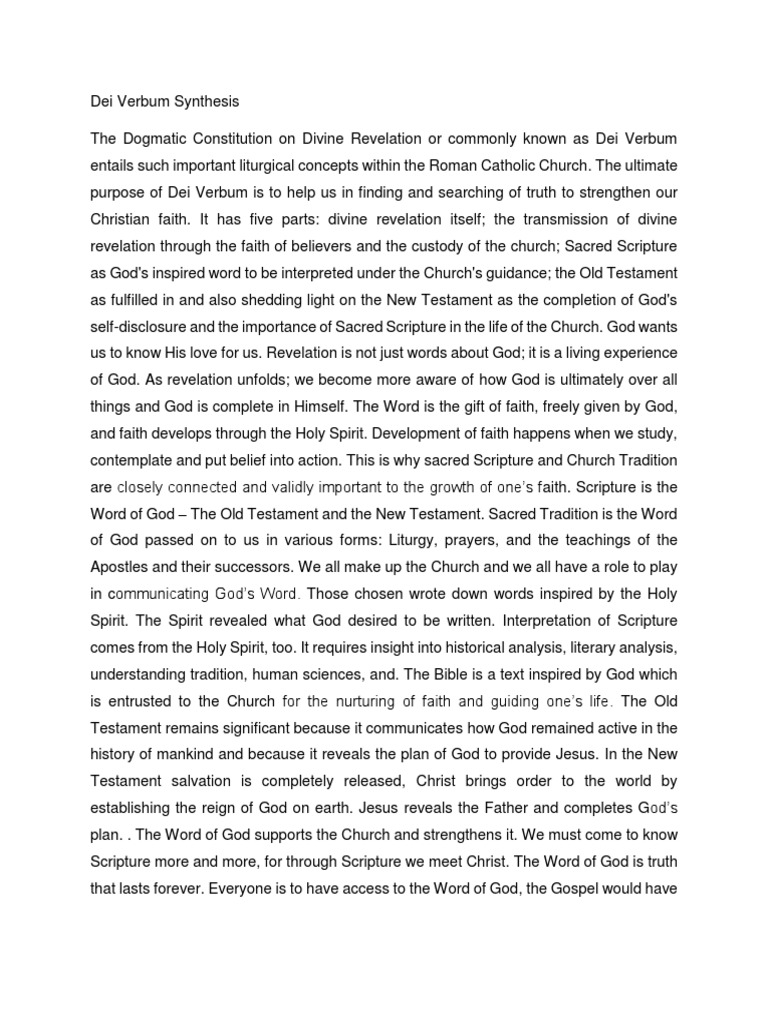 Dei Verbum | PDF | Revelation | Bible