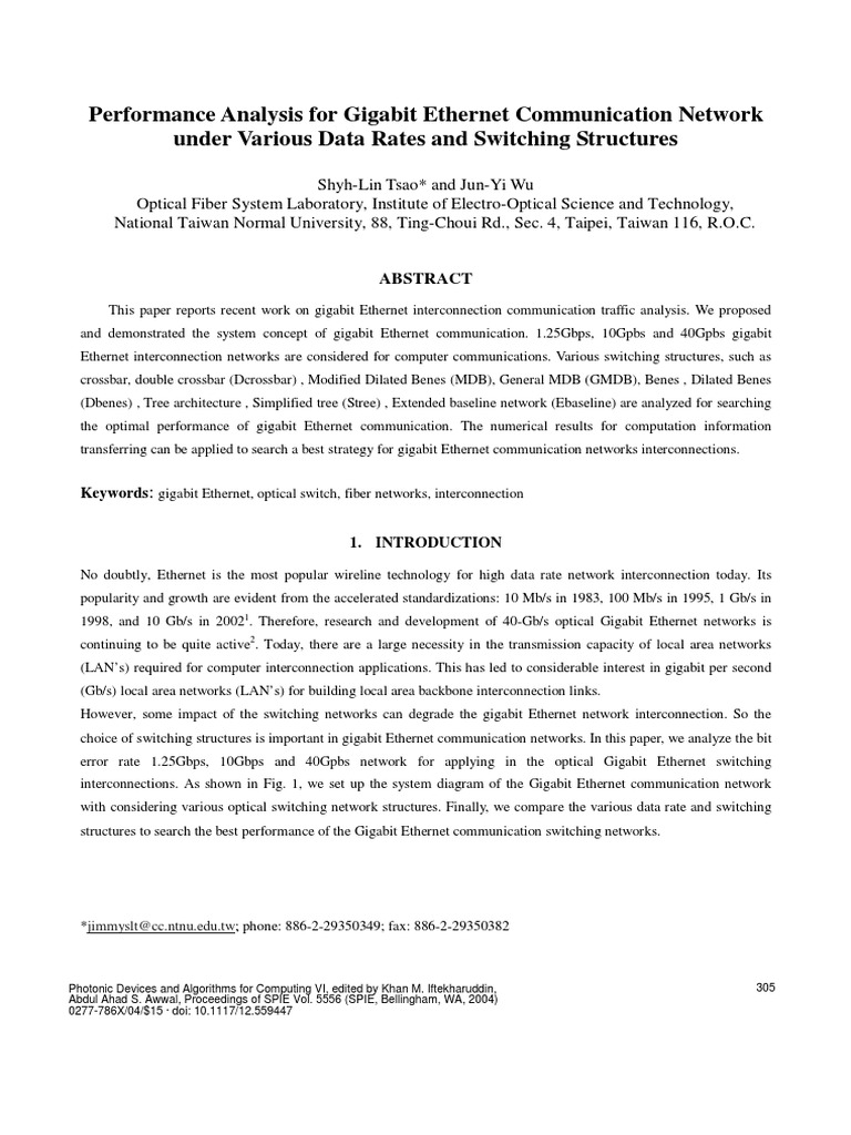 Performance Analysis For Gigabit Ethernet Communication Network Under ...