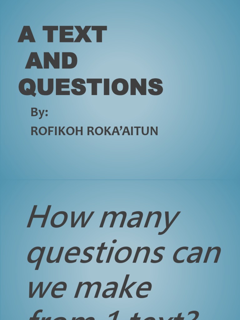 A Text and Questions | PDF