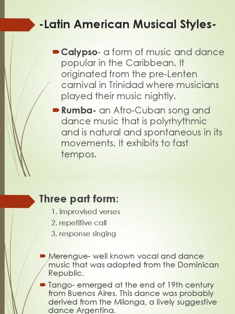 Latin American Musical Styles-: Calypso-A Form of Music and Dance | PDF