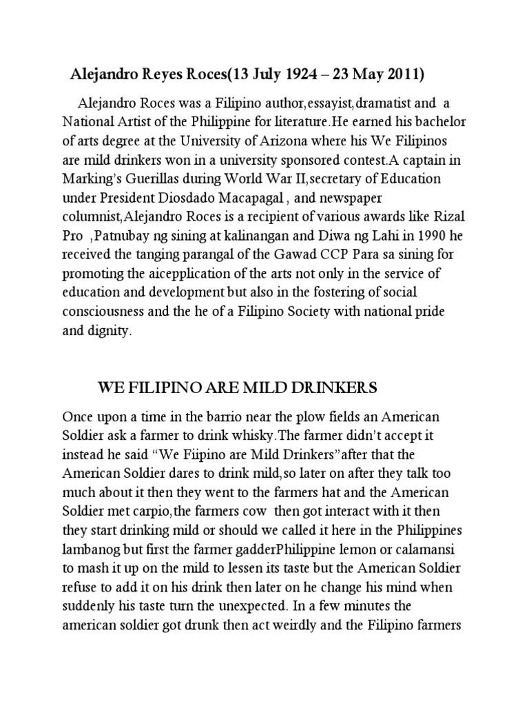 Alejandro Reyes Roces (13 July 1924 - 23 May 2011) | PDF | Philippines ...