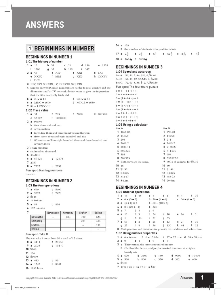 Yr 8 HW Answers Signpost | PDF | Angle | Elementary Mathematics