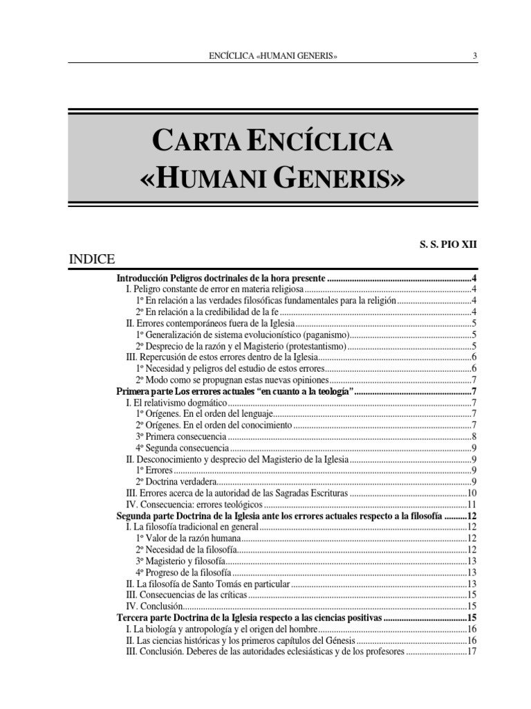 Humani Generis | PDF | Dogma | Divinidad (disciplina académica)