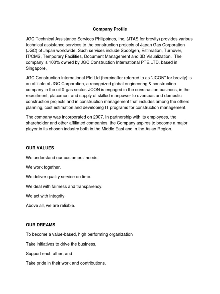 Company Profile Sample | PDF