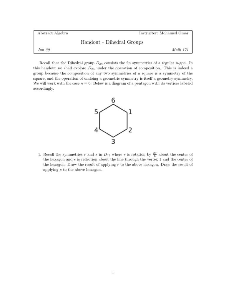 Handout - Dihedral Groups | PDF | Group (Mathematics) | Polytopes