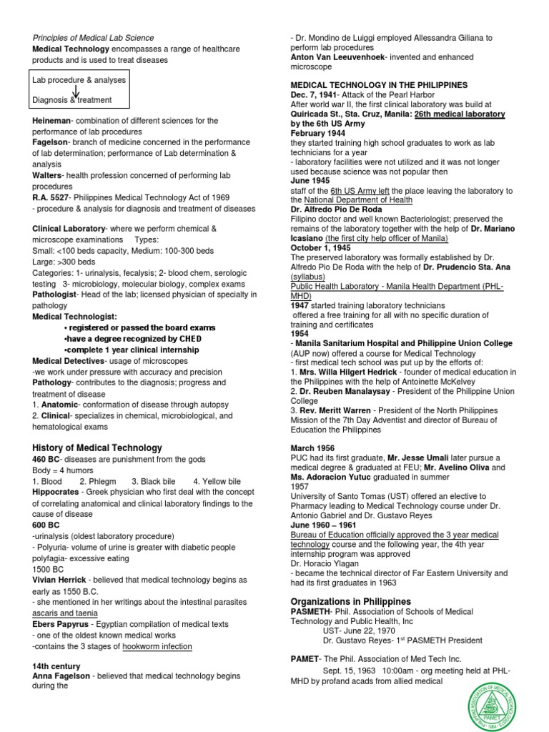 Med Lab History | PDF | Pathology | Medicine