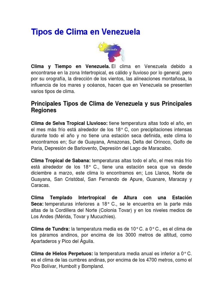 Tipos de Clima en Venezuela | PDF | Clima | Geografía Física