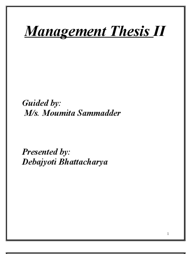 Management Thesis II: Guided By: M/s. Moumita Sammadder | PDF | Direct ...