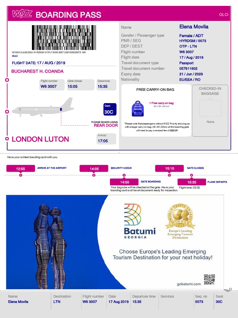 BoardingCard 205329556 OTP LTN PDF | PDF | Official Documents | Government And Personhood