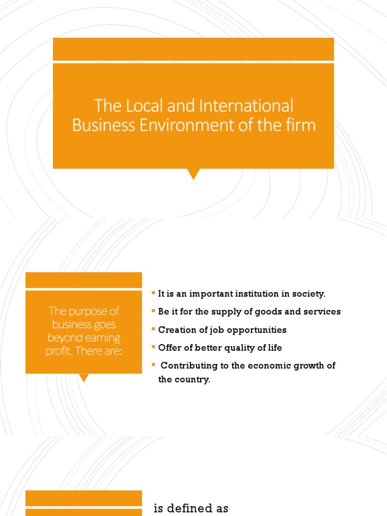The Local and International Business Environment of the firm ...