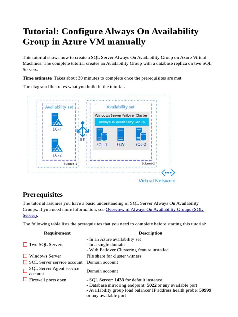 Configure Always On Availability Group in Azure VM Manually | Download Free PDF | Load Balancing ...