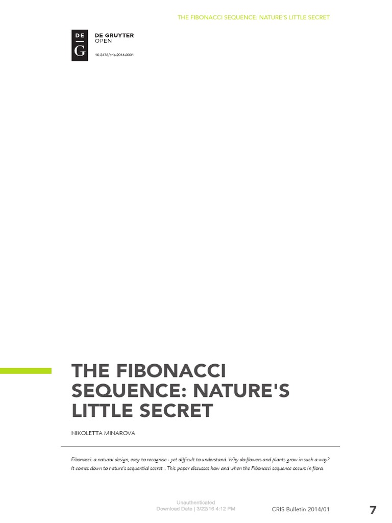 The Fibonacci Sequence Natures Little Secret PDF | PDF | Teaching ...