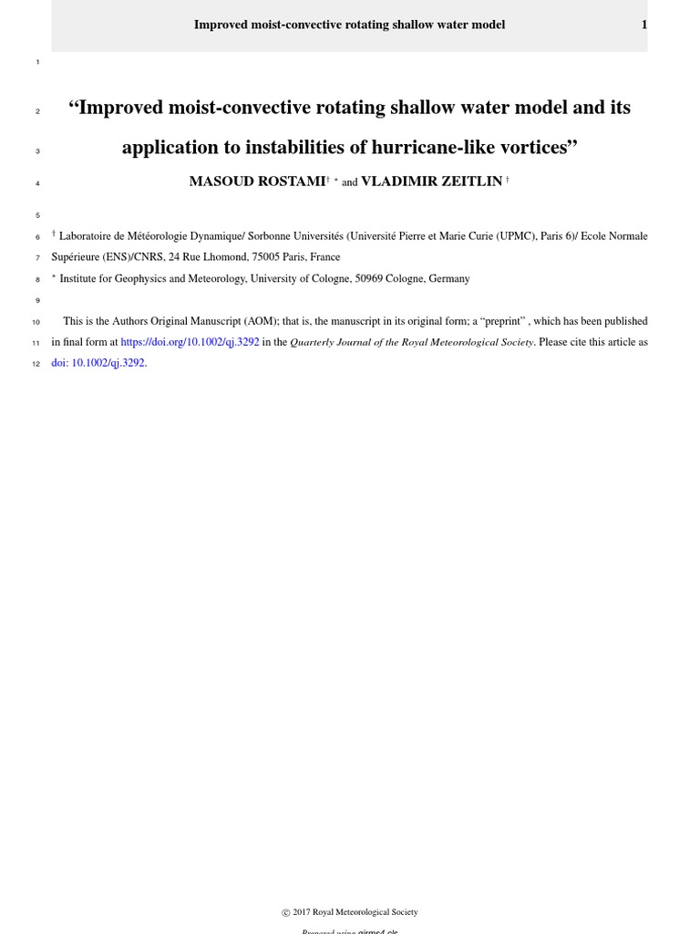 An Improved Moist Convective Rotating Shallow Water Model and Its ...
