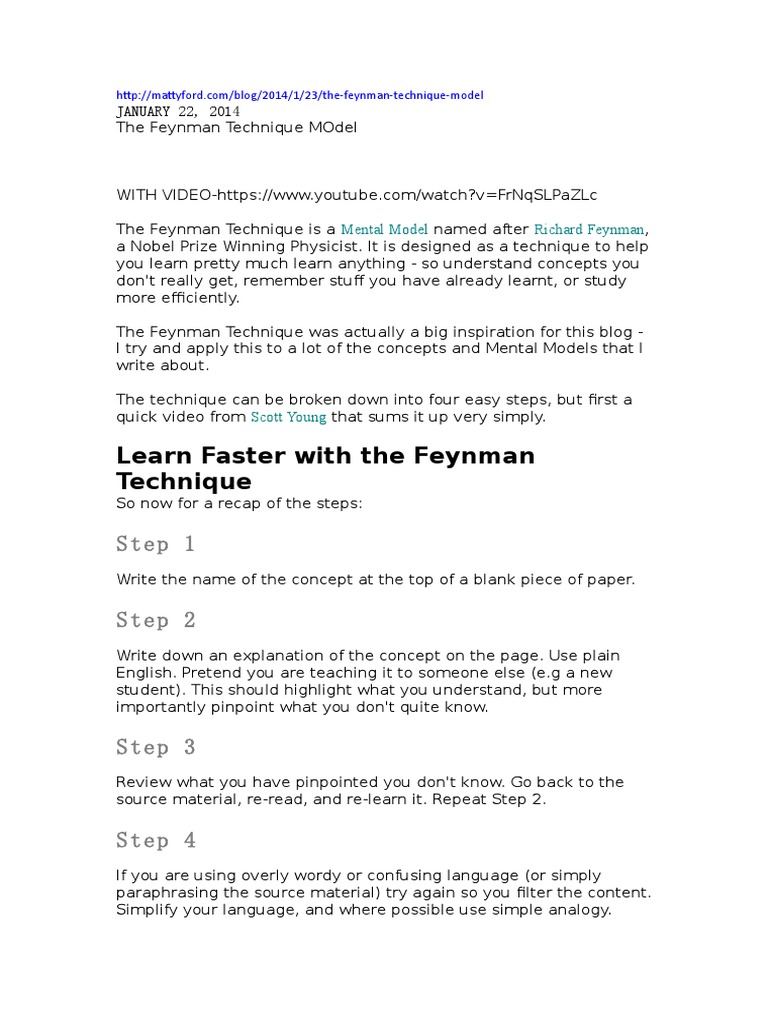 The Feynman Technique-Model | PDF