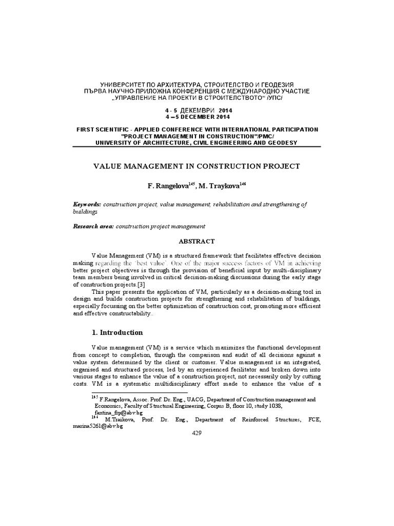 Value Management in Construction Projects | PDF | Internal Rate Of ...