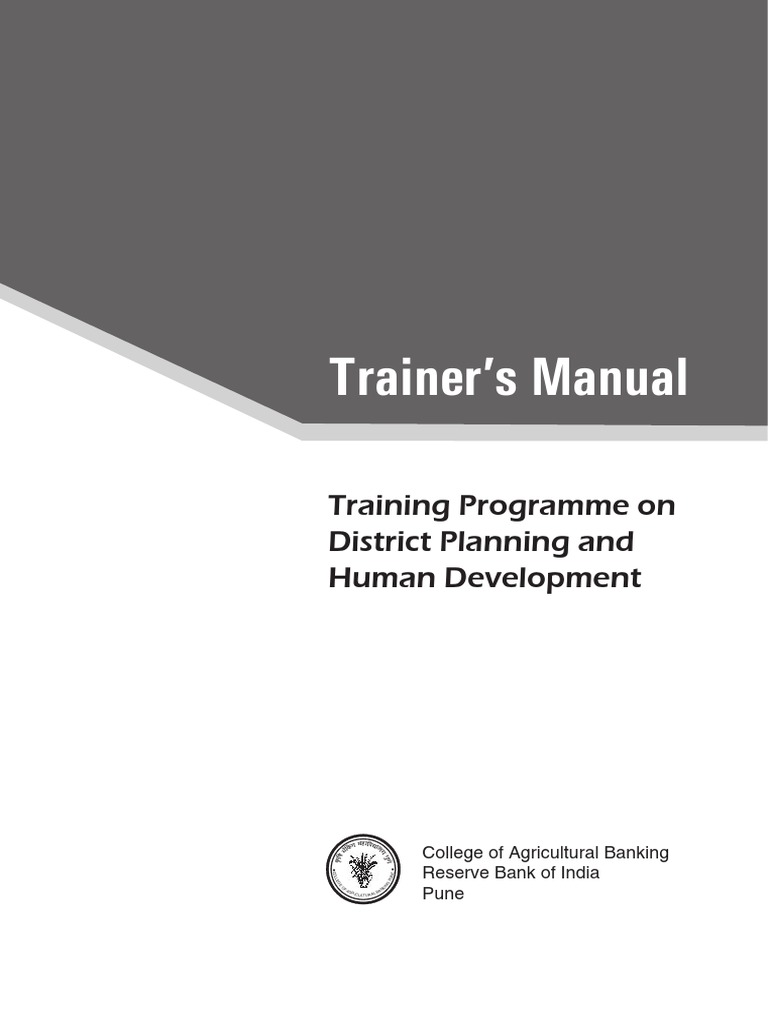 Trainer's Manual: Training Programme On District Planning and Human ...