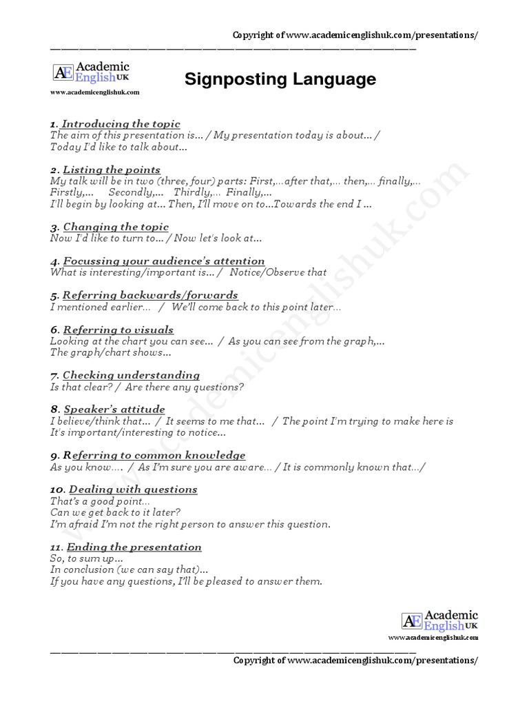 Signposting Language | PDF