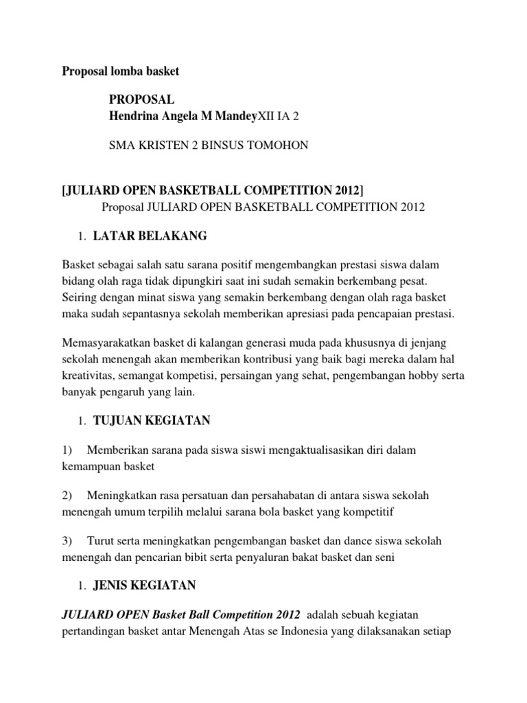 Proposal Lomba Basket | PDF