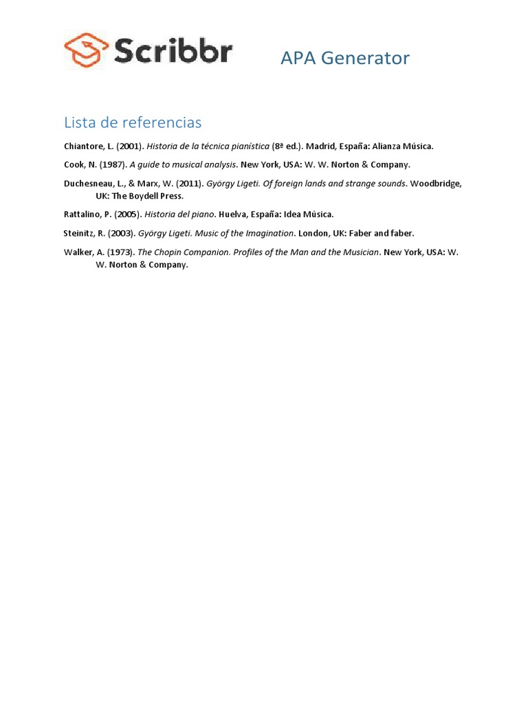 APA Generator: Lista de Referencias | PDF