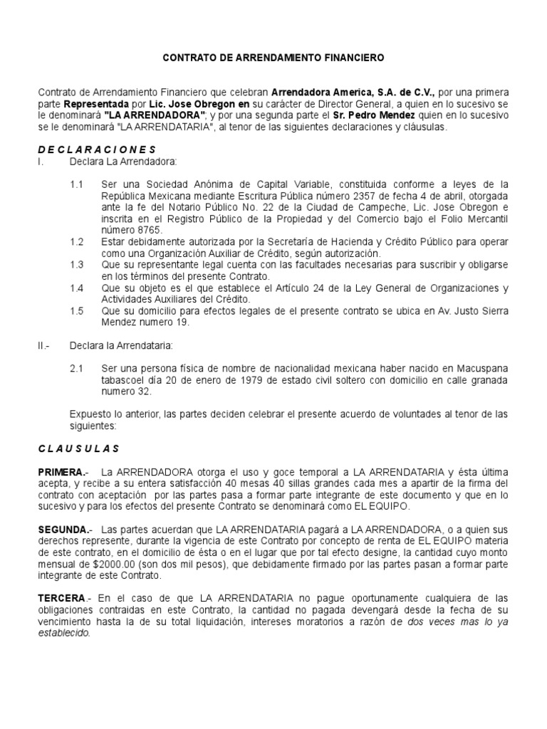 Ejemplo De Contrato De Arrendamiento Financiero En Me - vrogue.co Ejemplo De Contrato De Arrendamiento Financiero En Me - vrogue.co