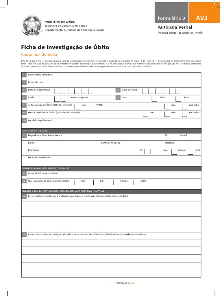 Documento AUTOPSIA VERBAL - Ministério Da Saúde | PDF | Morte | Entrevista