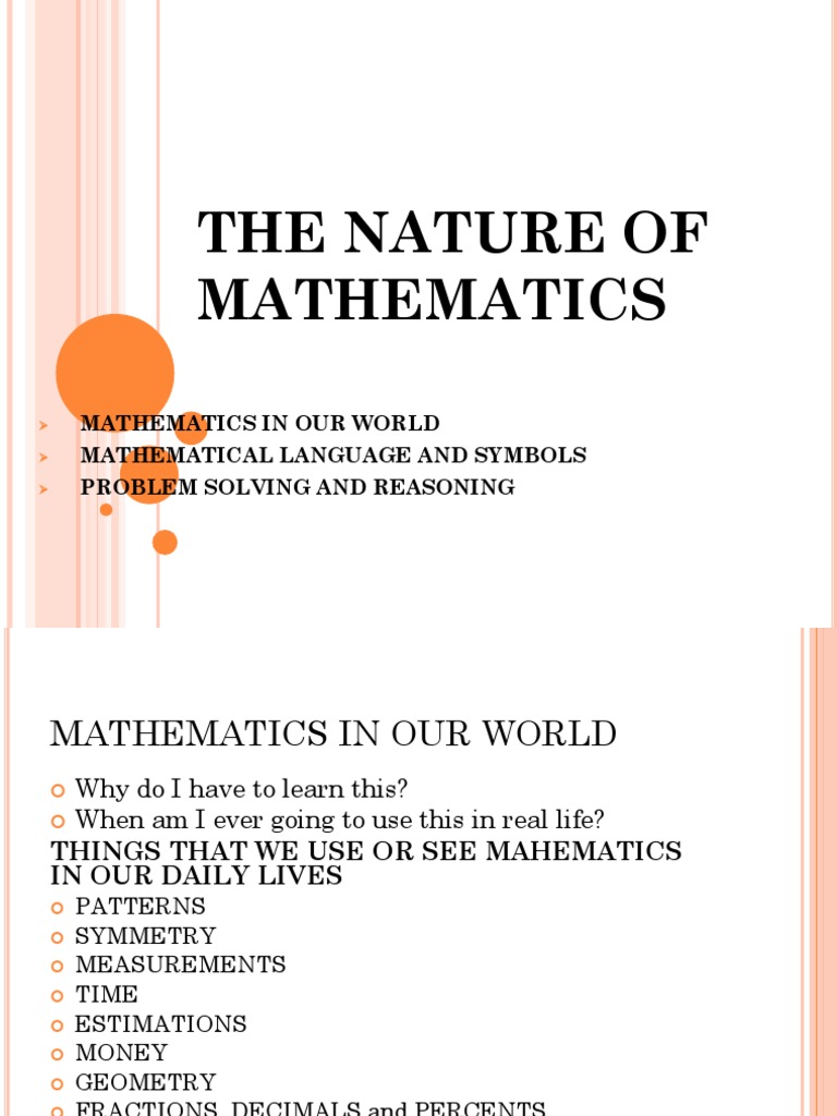 The Nature of Mathematics | PDF | Numbers | Teaching Mathematics